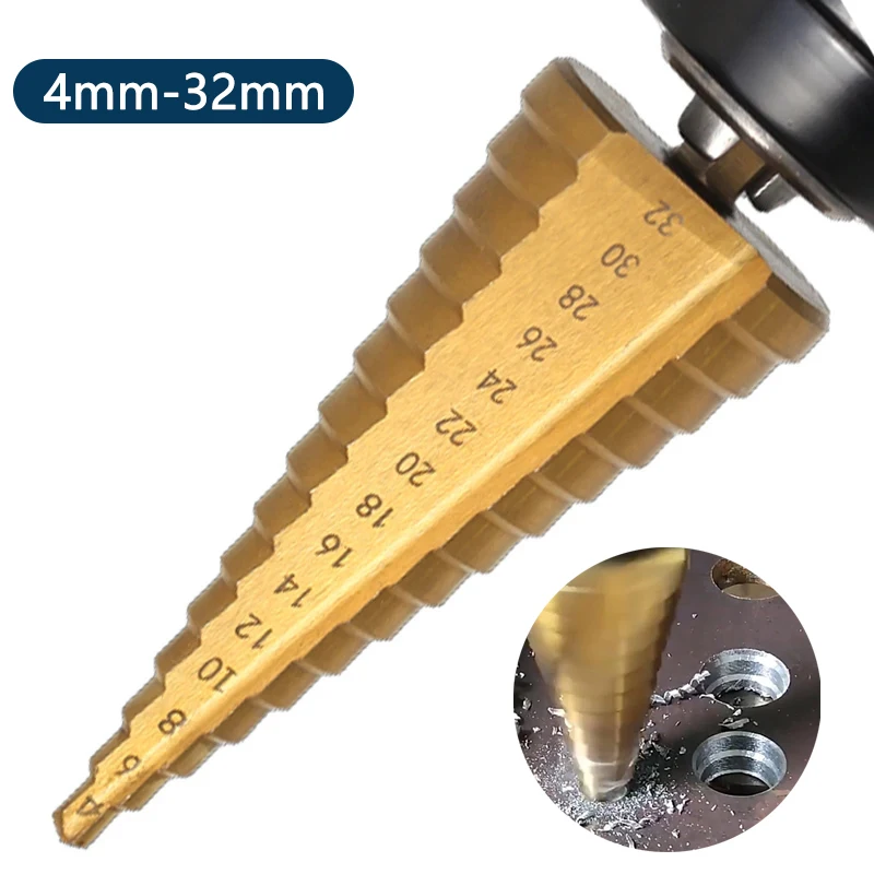 4-32mm-Diameter-Step-Drill-Bit-woodworking-Tools-Titanium-Coated-HSS ...