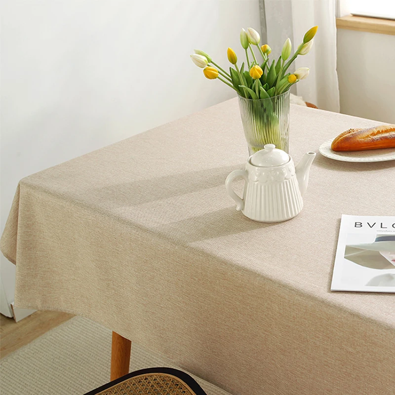Solid-Color-Tablecloth-Modern-Waterproof-Dining-Table-Cloth-Cotton ...