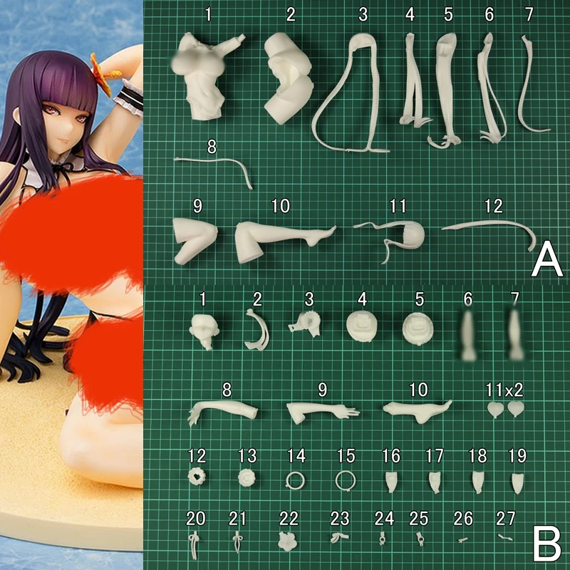 1/6 일본 애니메이션 소녀 네이티브 로켓 보이 Melonbooks Futanari DVA Unpainted GK 그림 Unassambled Resin 흰색 모델 키트 W ...