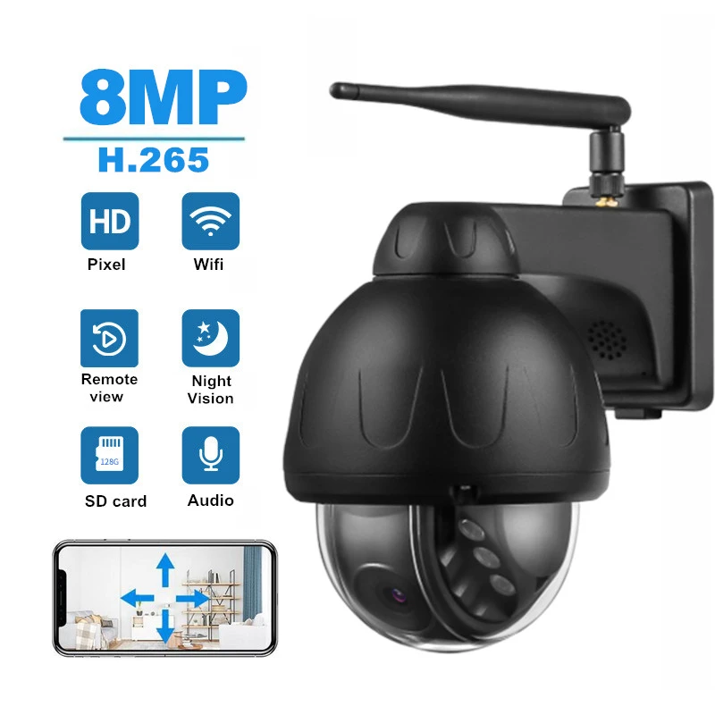 4K Wifi IP Camera 8MP Audio CCTV Surveillance Outdoor 3X Digital Zoom ...