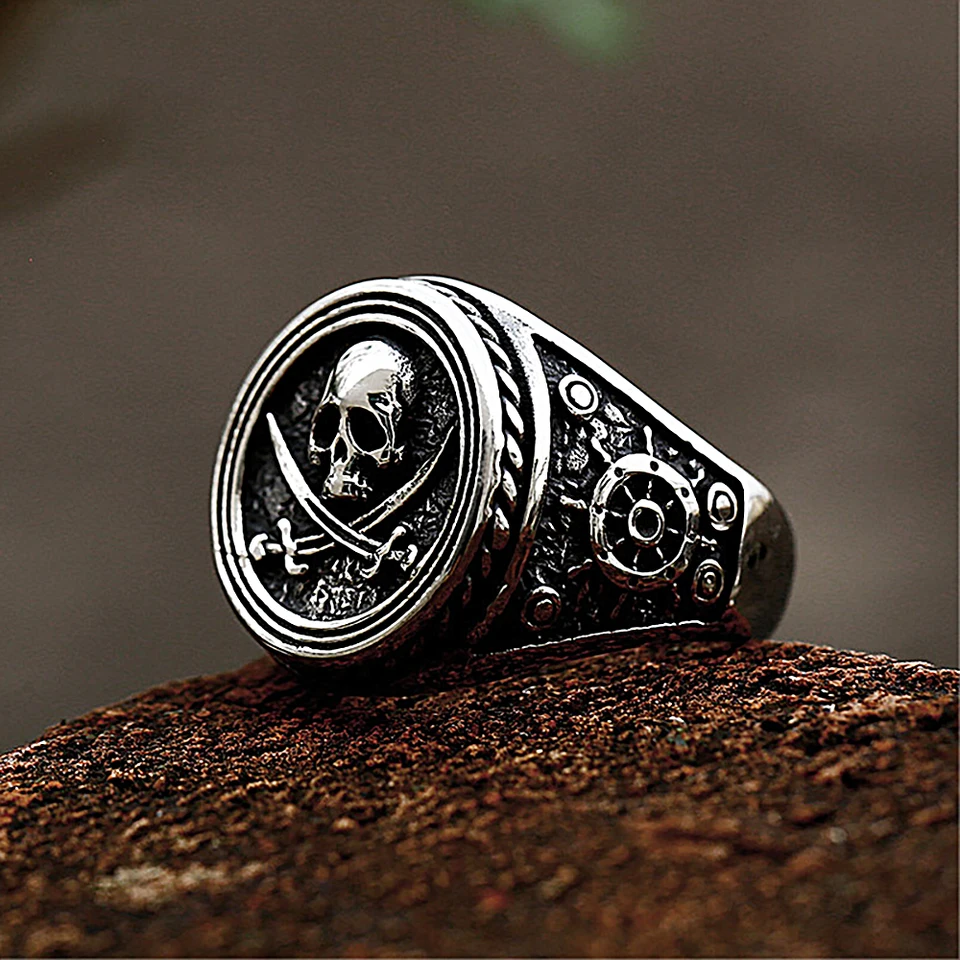 Vintage Skull Ring Gothic Skull Ring - Stainless Steel Vintage Pirate ...