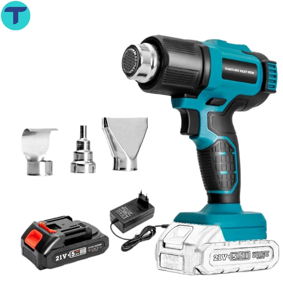 300W Cordless Heat Gun 350-550℃ Temperature Adjustable Rechargeable Hot ...