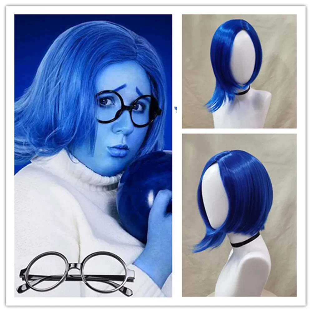 Halloween Inside Out Sadness Blue Wig Role Play Sadness blue Hair Wigs ...