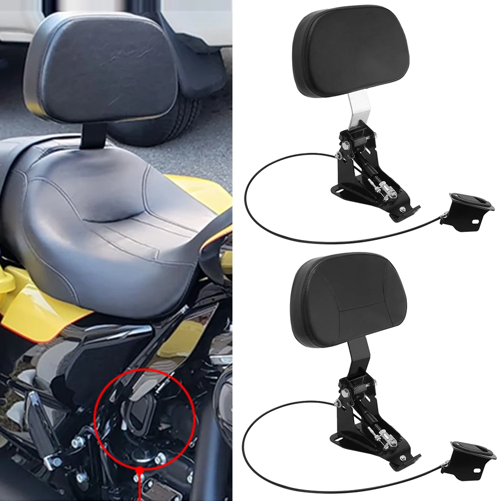 Black-Motorcycle-Driver-Rider-Front-Backrest-Mounting-Kit-For-Harley-Touring-CVO-Street-Glide ...