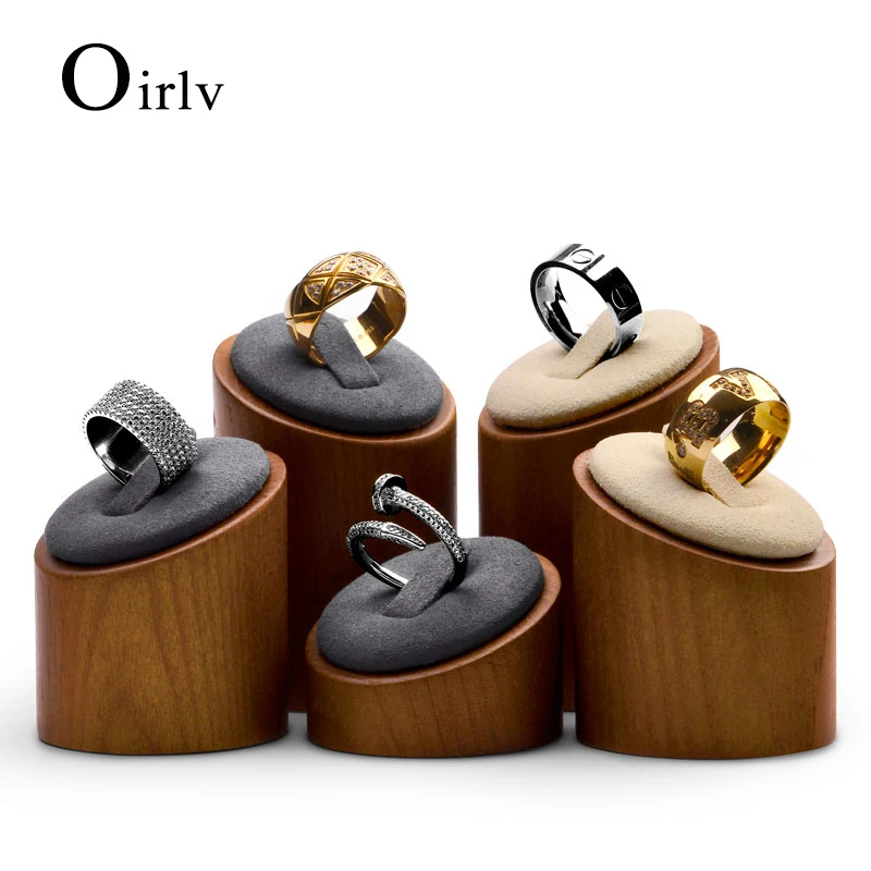 Oirlv Solid Wood 3 Pcs Ring Display Stand Showcase Jewelry Organizer ...