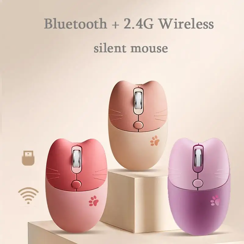 Cute-Wireless-Bluetooth-Mouse-Ergonomic-Pink-Optical-USB-Mice-Kawaii ...
