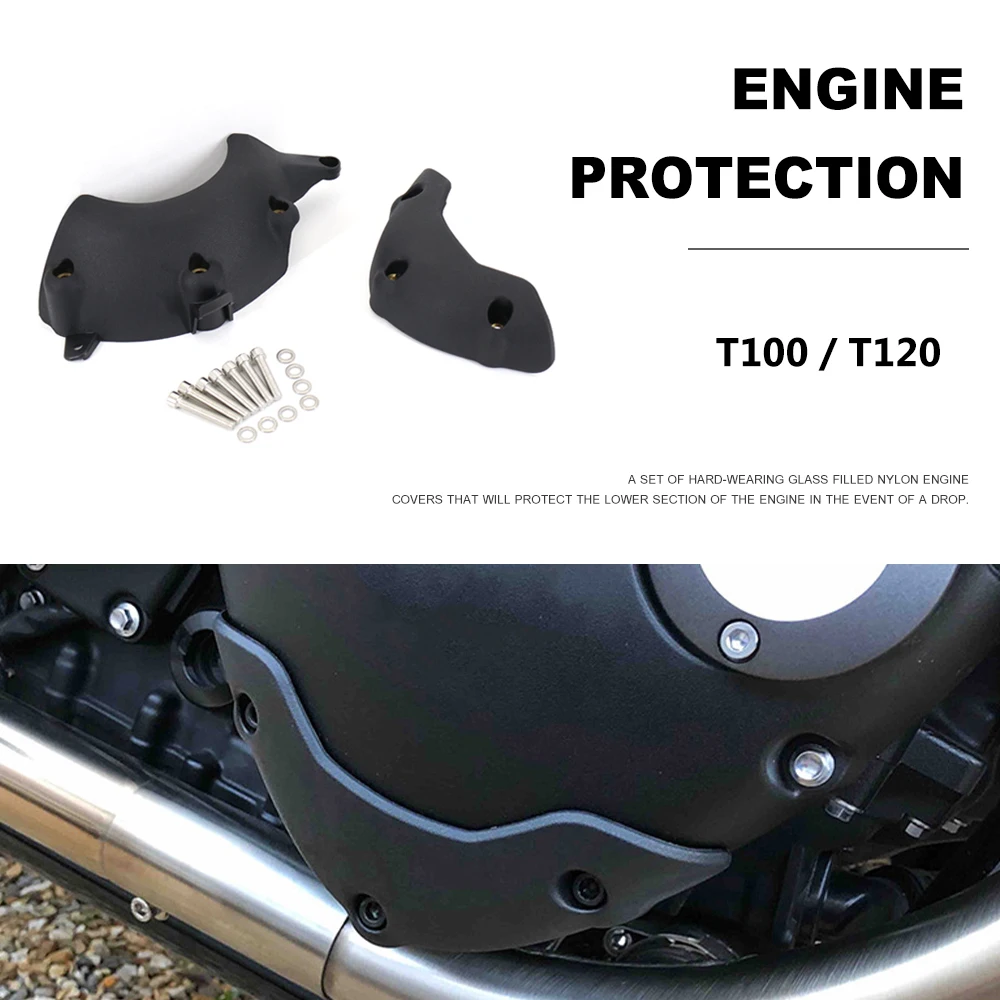 New-For-Bonneville-T100-Black-T120-Engine-Guard-Protector-Crash-Pads ...