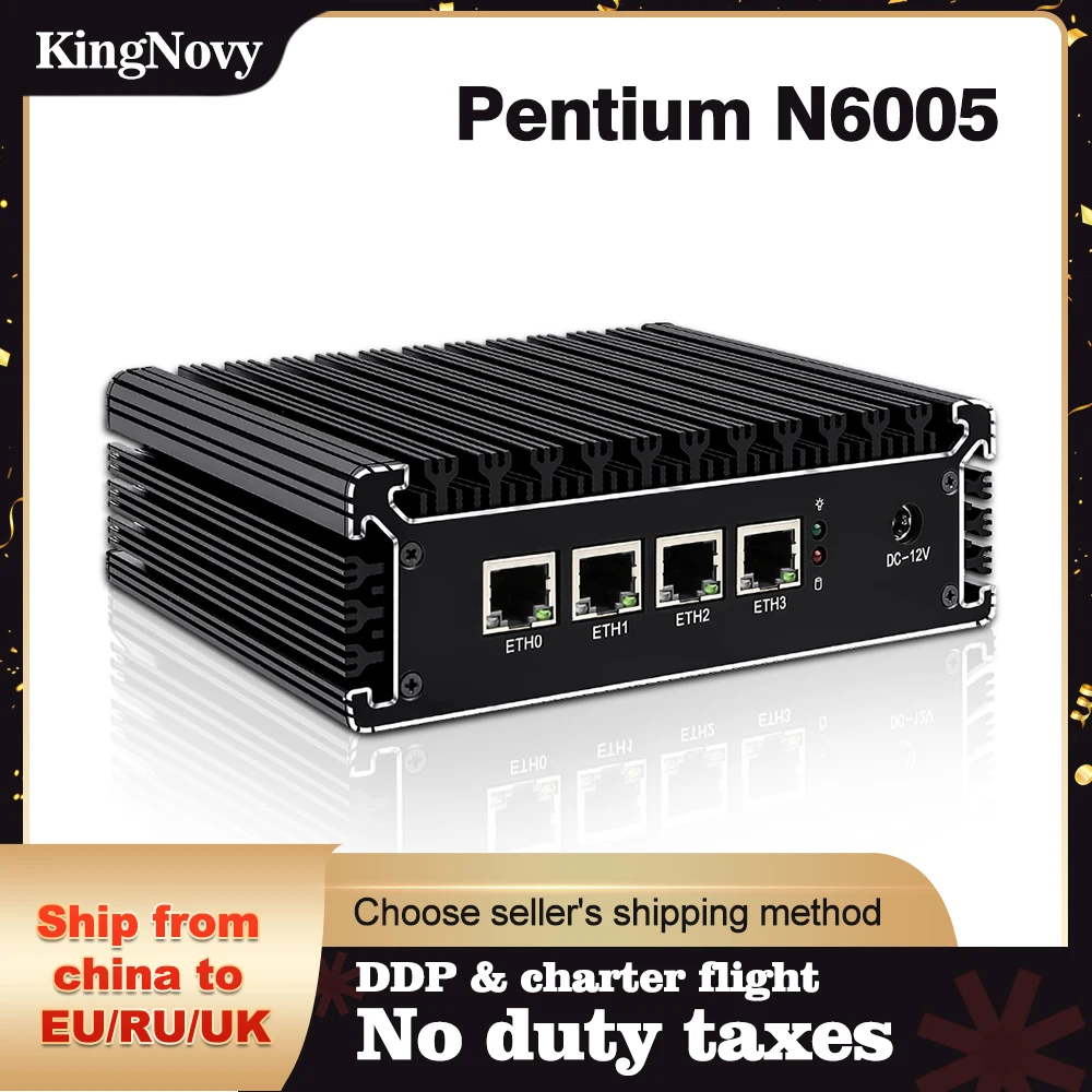 KingNovy 방화벽 미니 PC 셀러론 N5105 N5095 4 * 인텔 2.5G Lans 2 * DDR4 M.2 NVMe ...