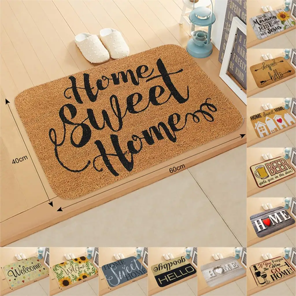 40x60cm Bathroom Kitchen Floor Mat Welcome Sweet Home Letter Front Door ...