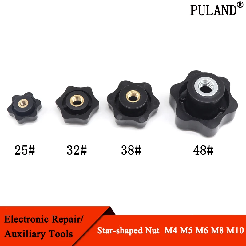 5-10-Pieces-M4-M5-M6-M8-M10-Star-shaped-Manual-Tightening-Nut-Black ...
