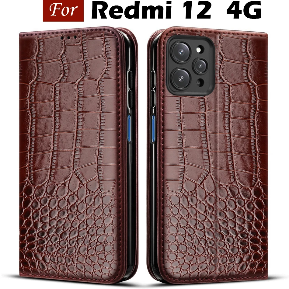 For Xiaomi Redmi 12 Case 2023 flip leather Card Holder Stand Book ...