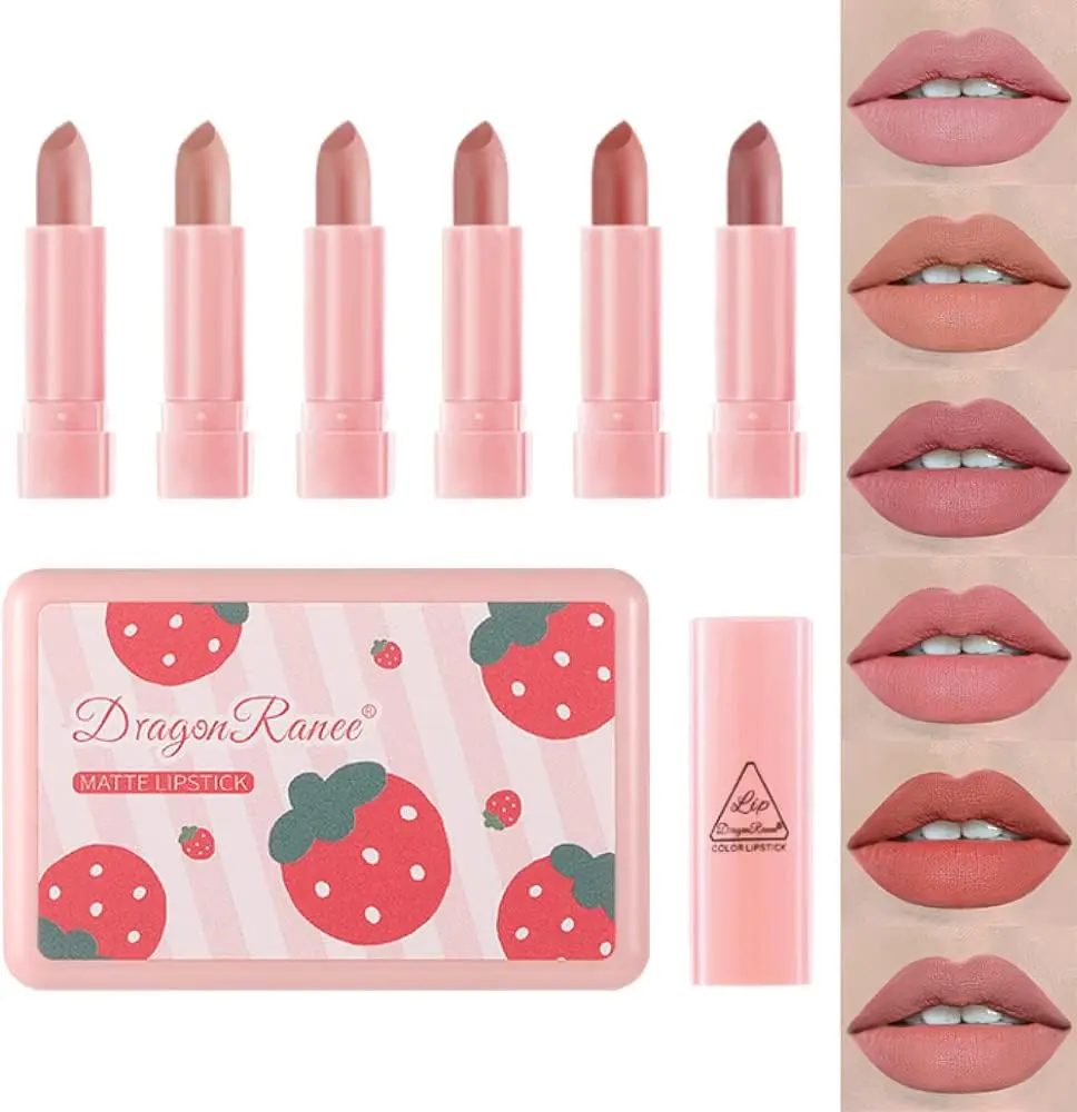 6 Colors Matte Lipstick Set, Matte Lipsticks, Mini Size Lipstick ...