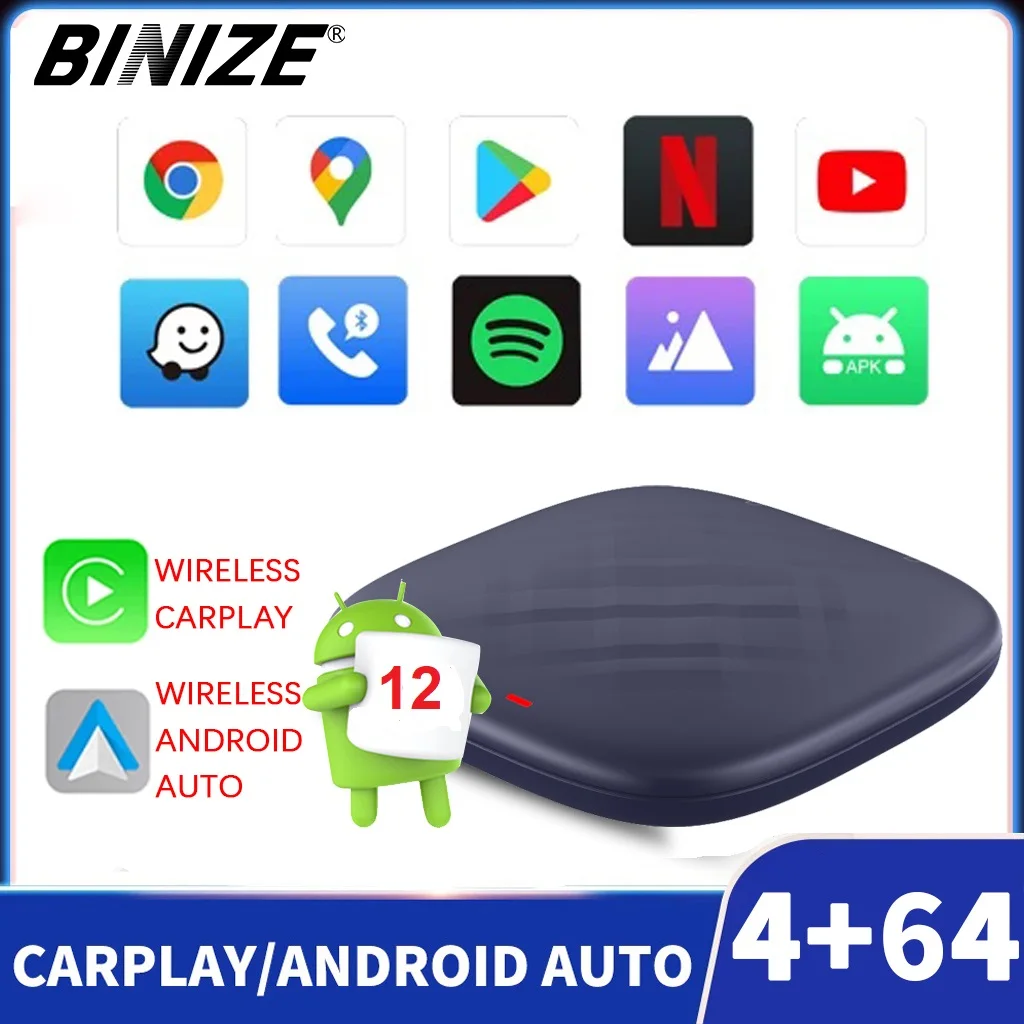 Binize Carplay Ai Box Android 11.0 Wireless Android Auto Netflix ...