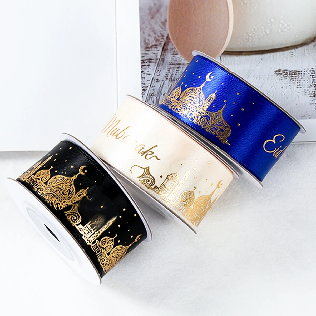 Eid Mubarak Ribbons Gift Wrap Satin Ribbon Ramadan Decor 2025 For Home ...