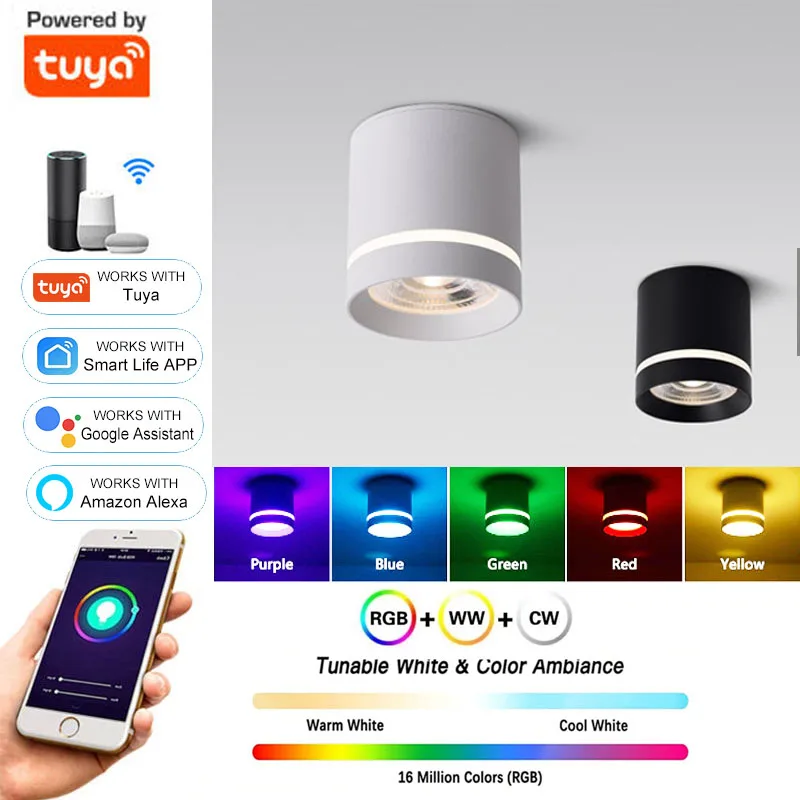 Tuya Smart Life COB Spot Lights ZigBee RGBCW Dimmable Color Changing ...