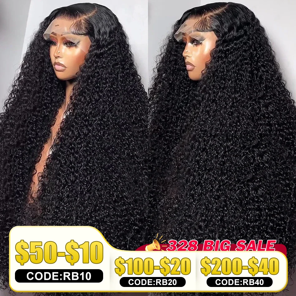 40 42 Inch Deep Wave Frontal Wig Full13x4 13x6 HD Lace Frontal Human ...