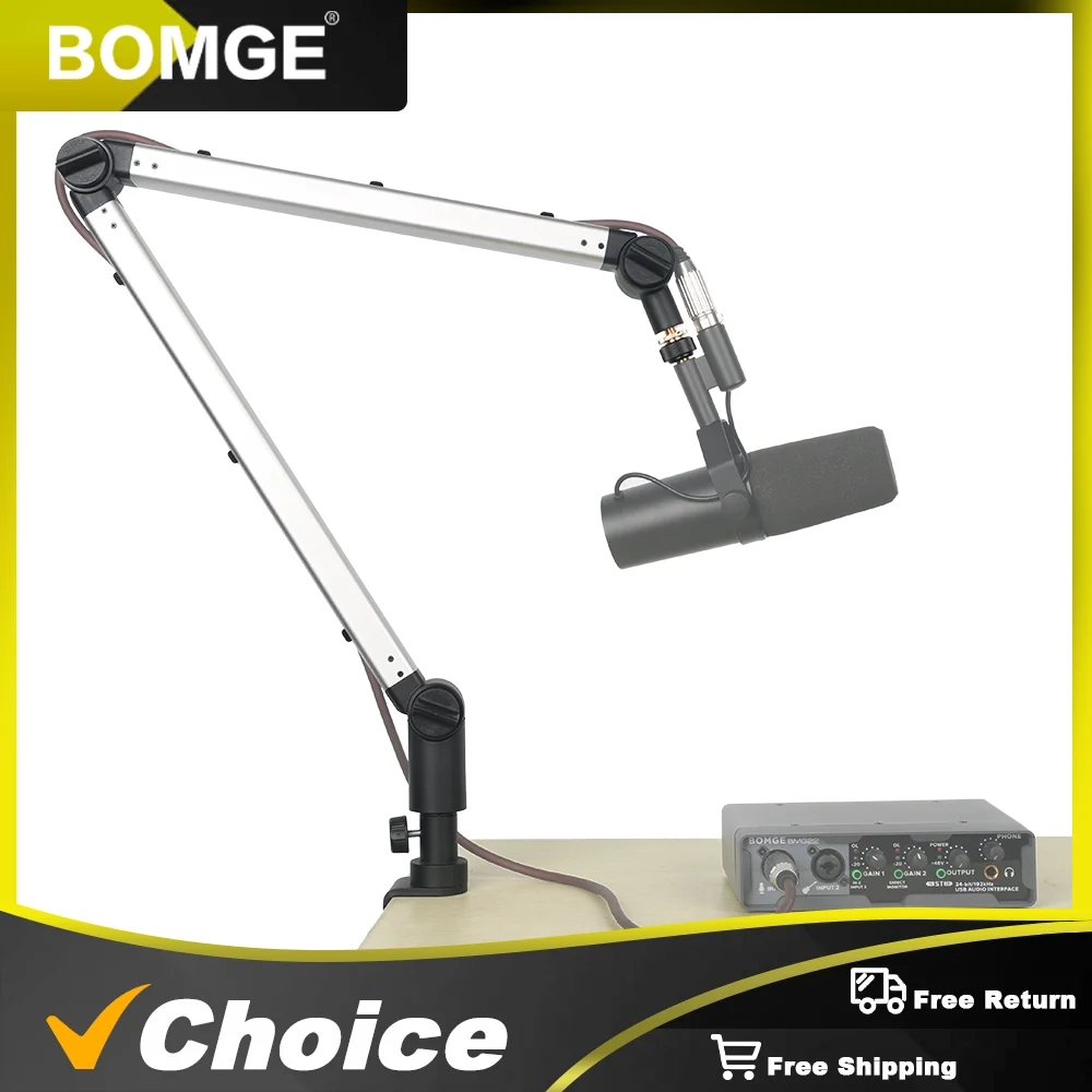BOMGE-microfone-ajust-vel-Boom-Stand-Desktop-Broadcast-360-girat-ria-3 ...