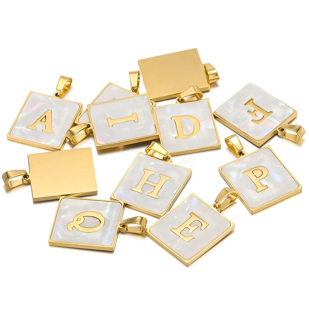 Colgante-de-letras-de-concha-rectangular-de-acero-inoxidable-5-piezas ...