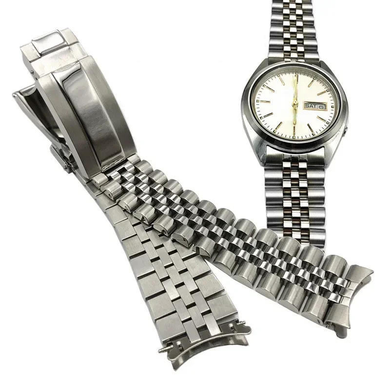 Watch Bands 904 Stainless Steel Silver Oyster Style Bracelet 19mm Strap ...