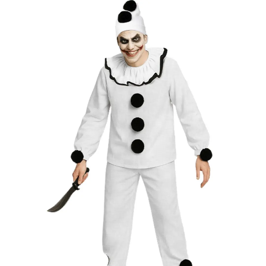 Pierrot Clown Cosplay Costume Men's Vintage Mime Stage Outfits ...