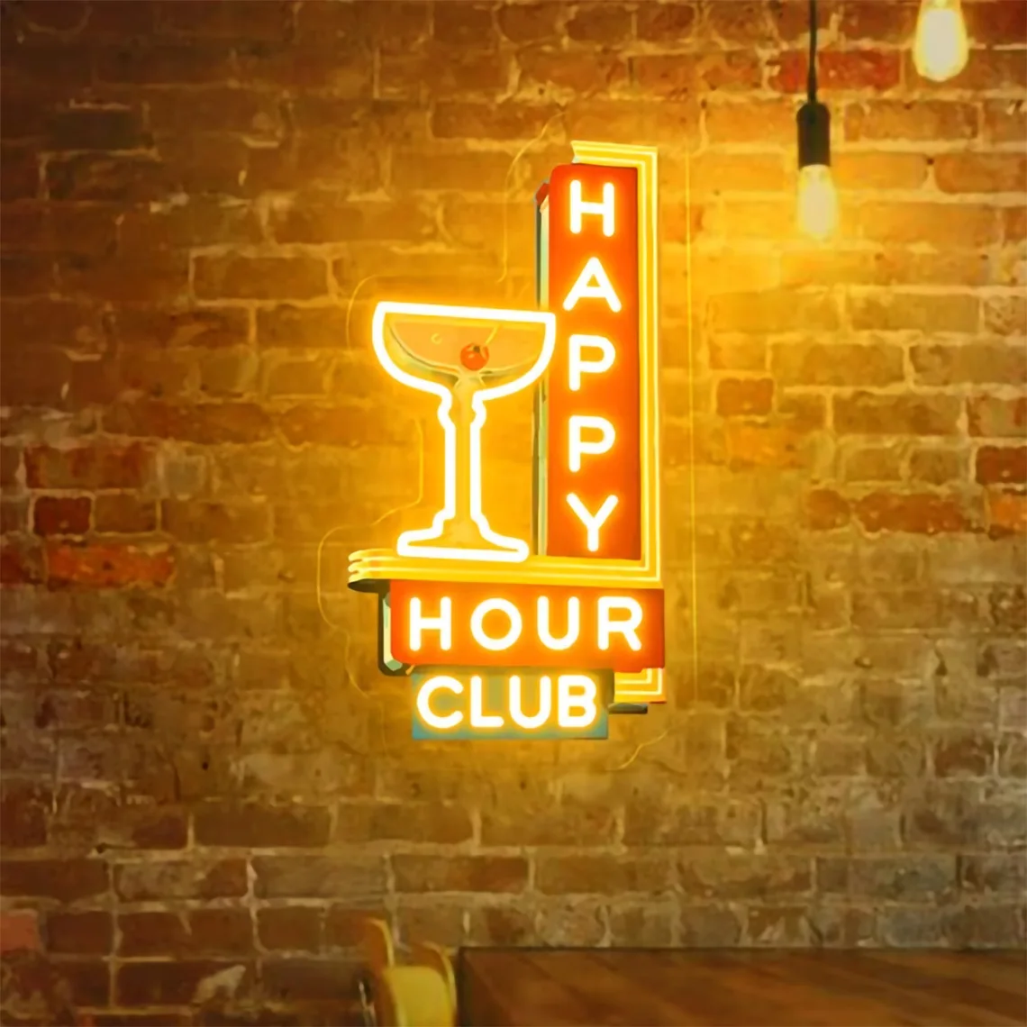 Happy Hour Club Neon Sign Bar Neon Sign Bar Club Art Wall Decor Bar ...