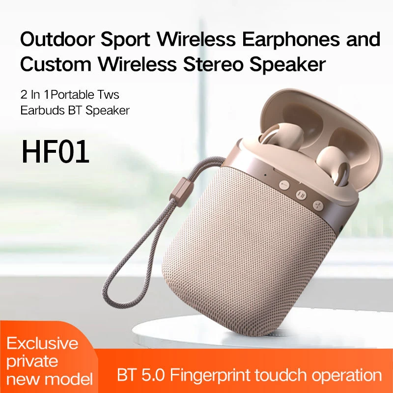 2024 NEW 2 In 1 Bluetooth 5.0 Earphones Speaker HF01 Smart Touch ...