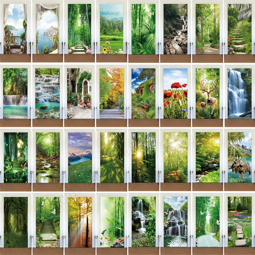 Sunshine-Forest-Door-Sticker-murale-Cover-adesivo-PVC-Natural-Landscape ...