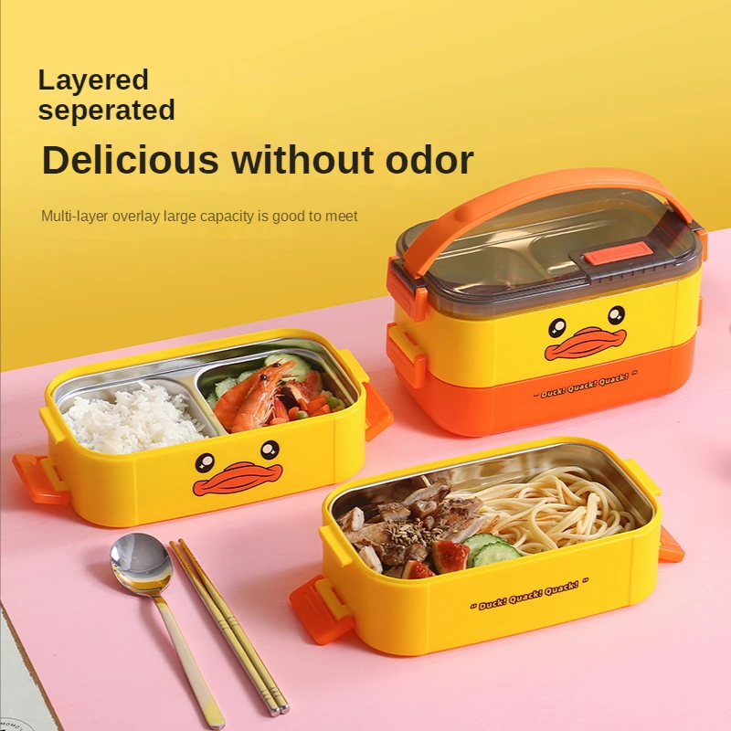 304-Stainless-steel-yellow-duck-Bento-microwave-multilayer-insulation ...