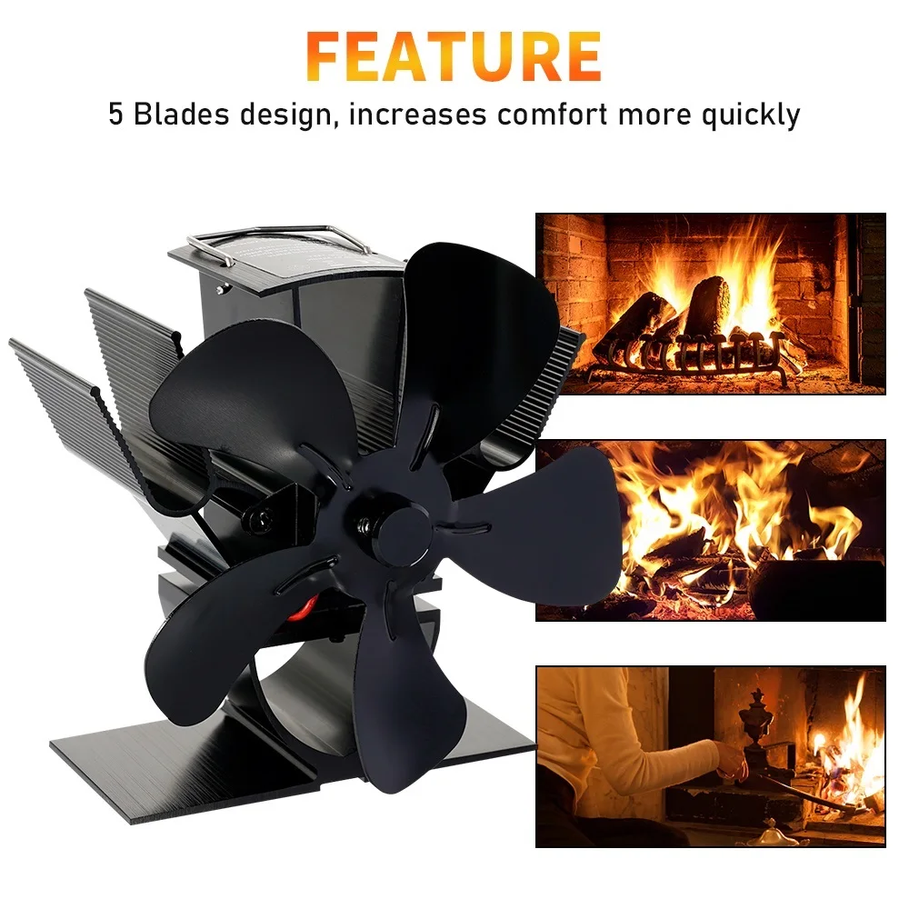 5 Blade Mini Fireplace Fan Environmental Protection Silent Fireplace ...
