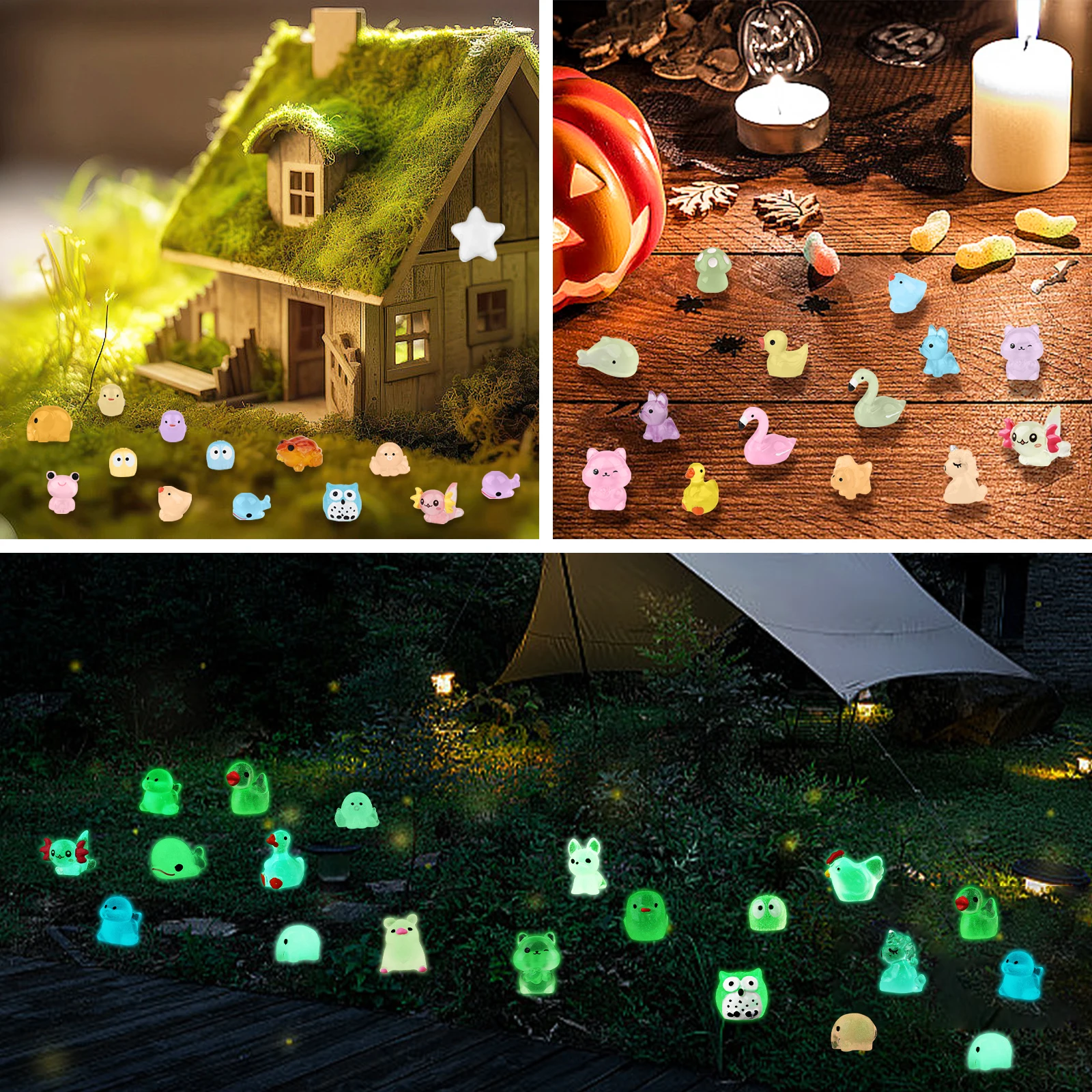 144 Uds Mini animales de resina luminosos pequeño que brilla en la ...