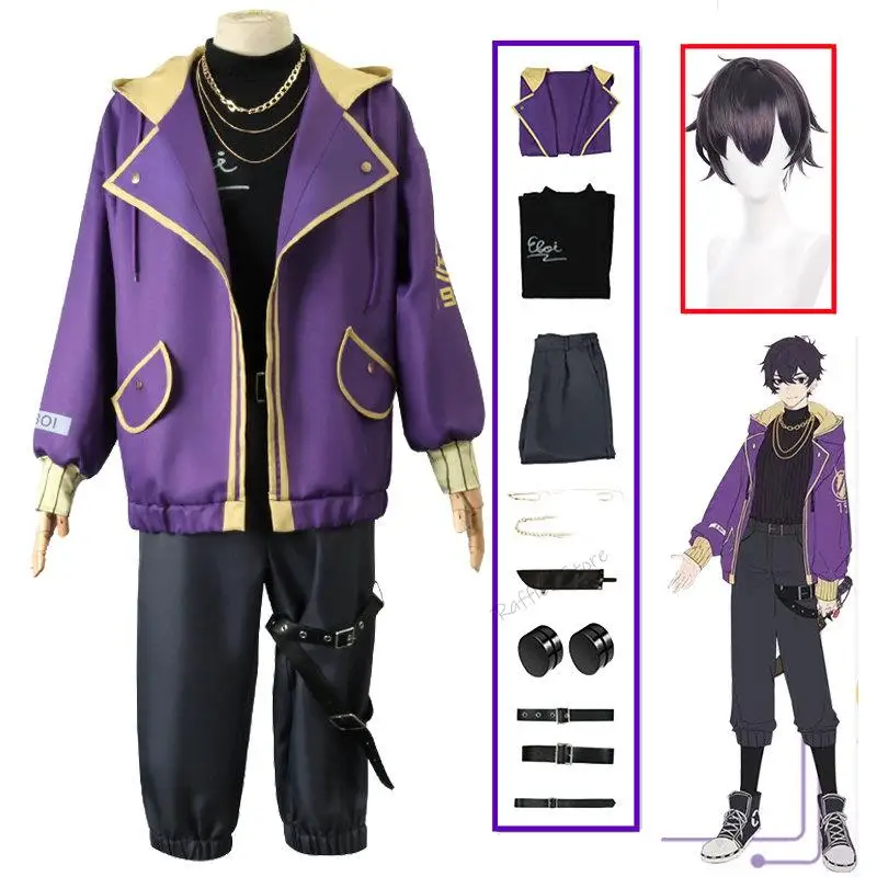 Shxtou kostum Cosplay pria, Wig Anime VTuber, setelan pesta mewah ...