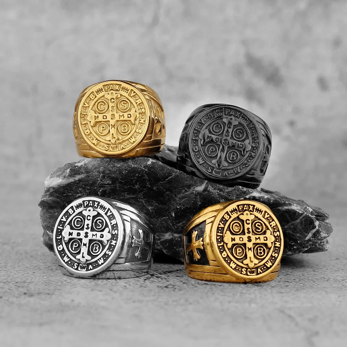 Vintage-Religion-Rings-for-Men-San-Benedict-Cross-Bible-Exorcism ...