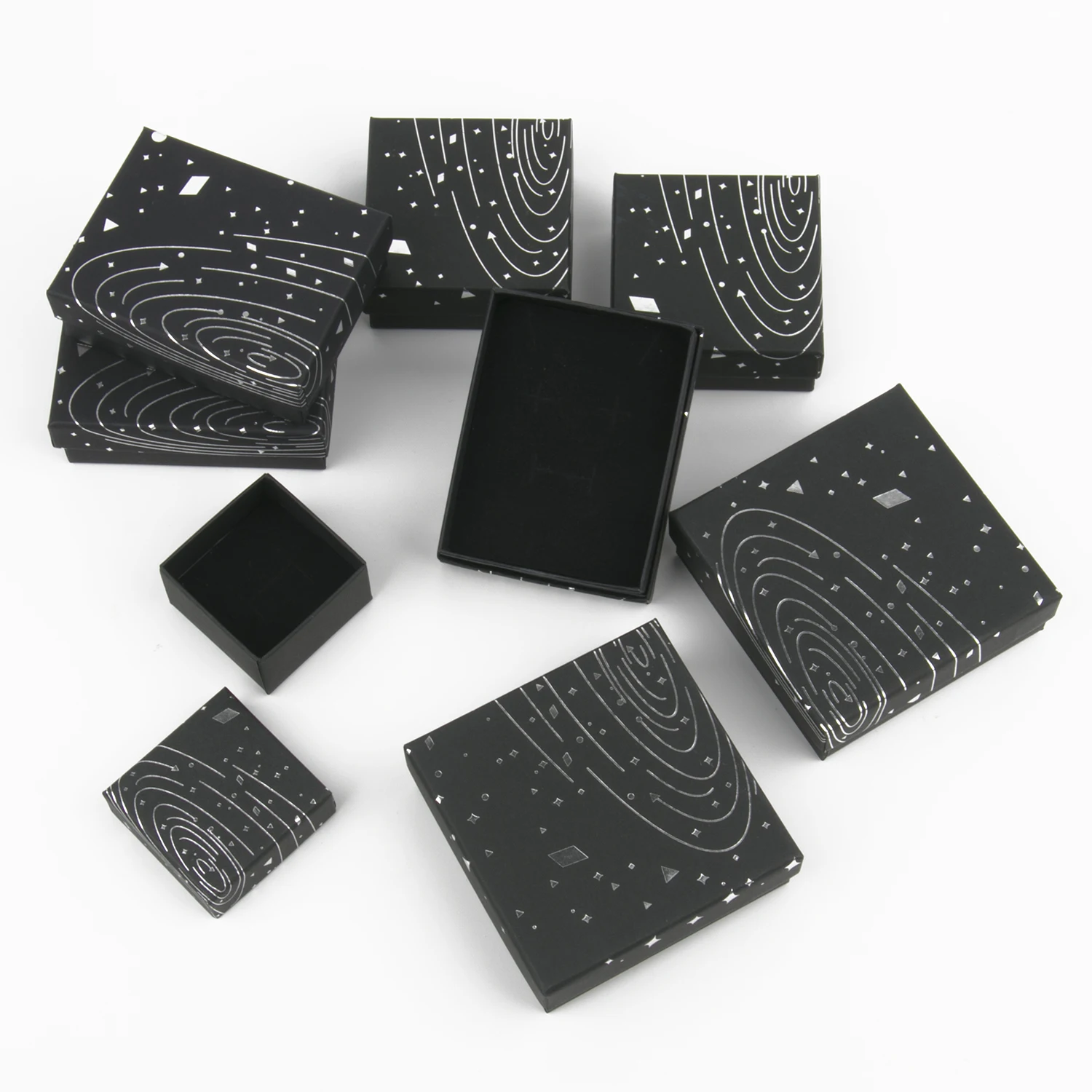 Black-Jewelry-Box-Silver-Color-Starry-Sky-Cardboard-Boxes-For-Ring ...