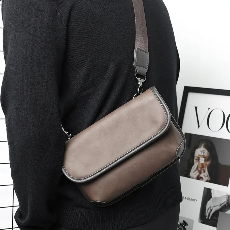 Casual Solid Men's Crossbody Bag Vintage Pu Leather Crossbody Shoulder ...