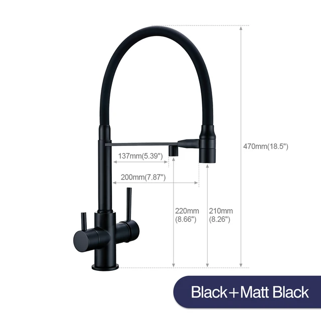Gunmetal Kitchen Faucet Filter 360 Swivel Pure Water Tap for 3 Ways ...