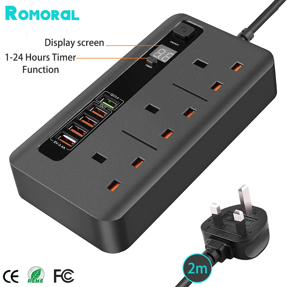 New-High-Power-Universal-Electrical-Socket-3-AC-Jack-5-USB-Smart-Power ...