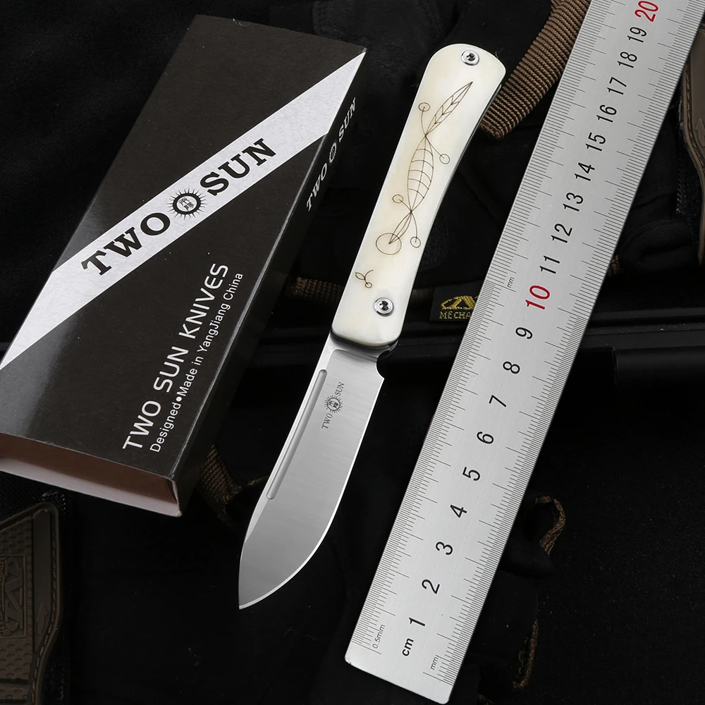 TWO-SUN-TS197-Folding-Knife-M390-Blade-Tactical-TC4-Titanium-Alloy-Handle-Camping-Outdoor ...