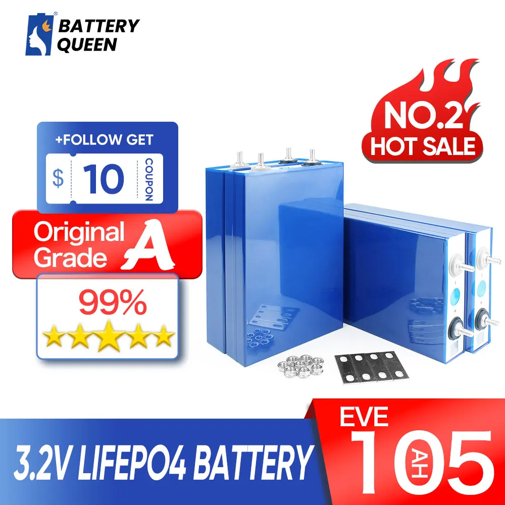 Grade-A-3-2V-105AH-LiFePO4-Battery-Rechargeable-Cells-For-Solar-Energy ...