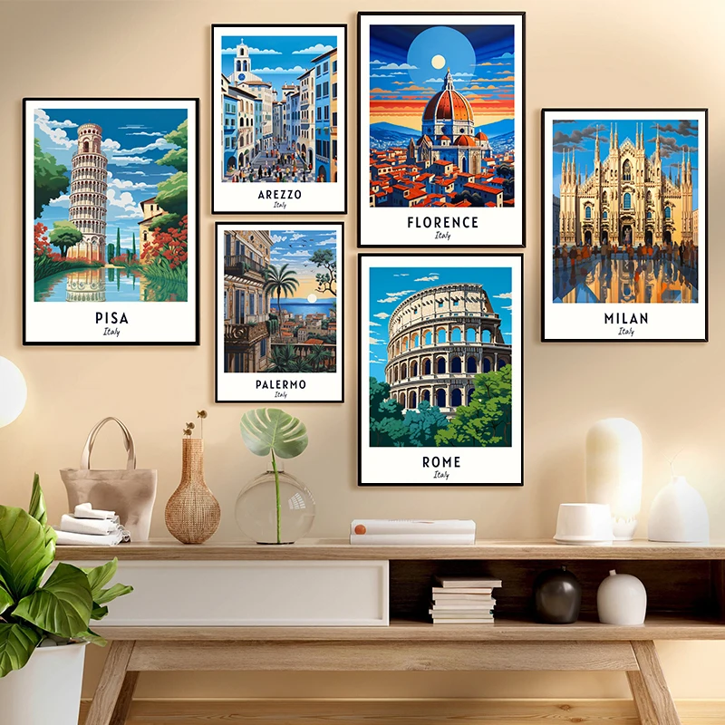 Italy-City-Landscape-Poster-Rome-Turin-Genoa-Florence-Prints-Canvas ...