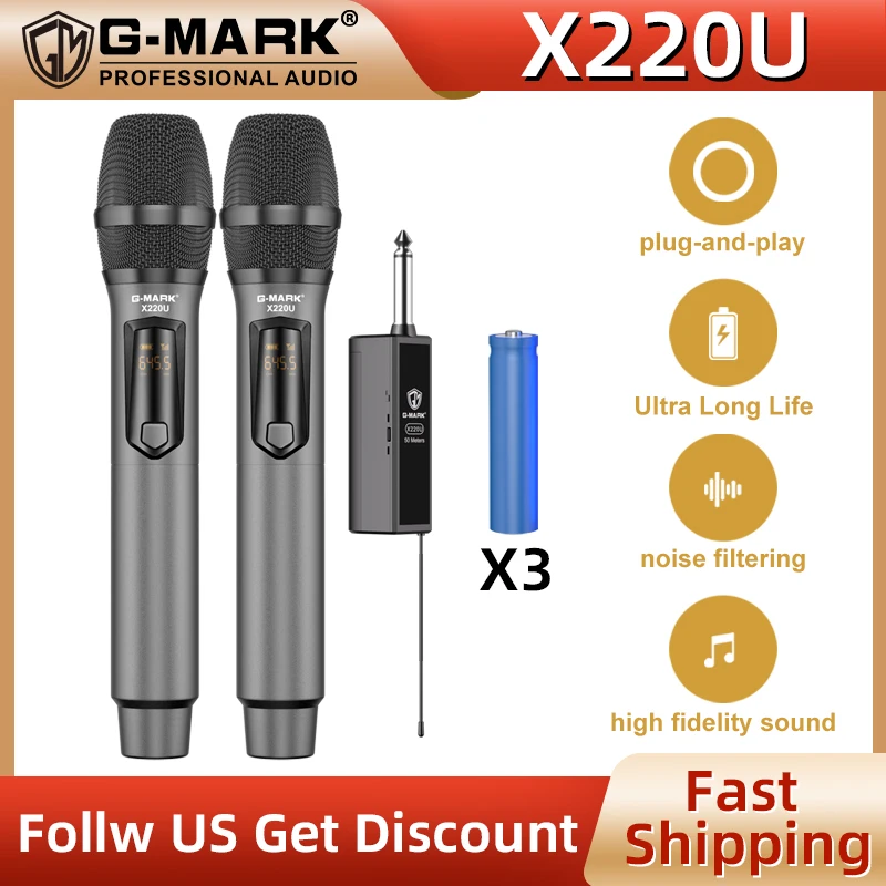 Wireless-Microphone-G-MARK-X220U-UHF-Recording-Karaoke-Mic-With ...