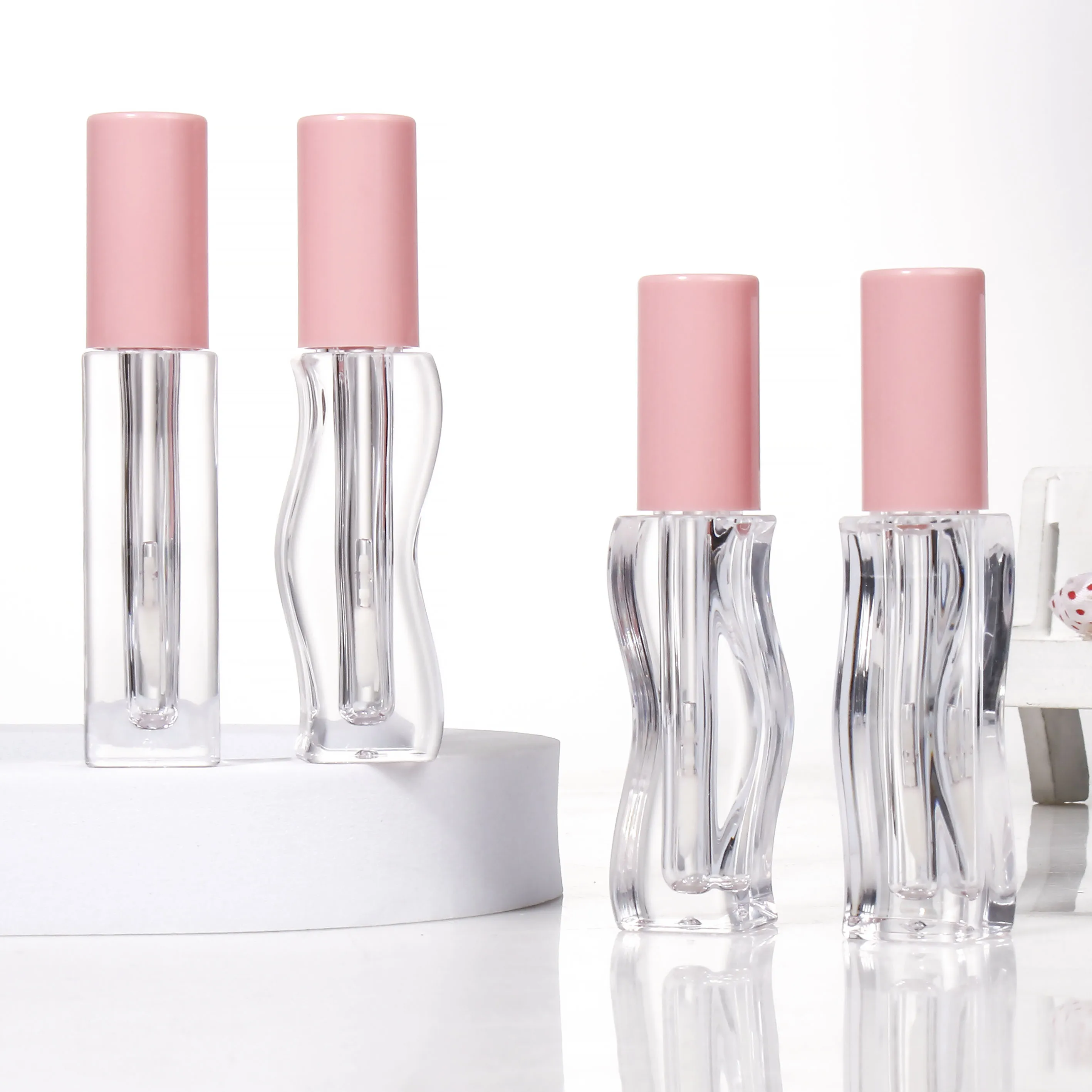 Mini Cute 2.5ML Pink Wavy Lines Lip Gloss Tubes lip oil Lipstick Empty ...