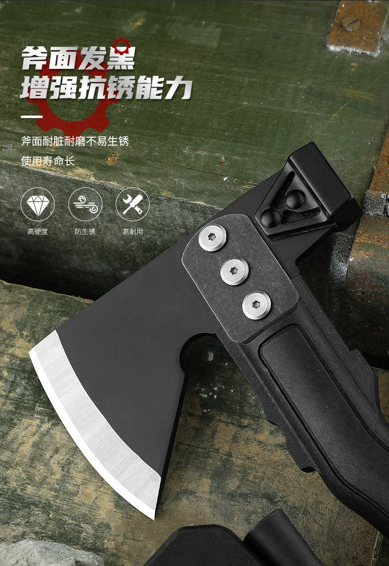 K-fuzi1 Hache multifonction en acier inoxydable avec poignée ergonomique hache de montagne ...