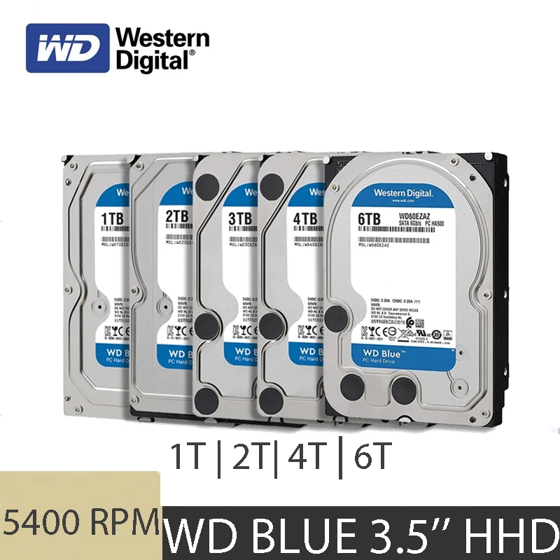 Western Digital WD BLUE 1TB 2TB 4TB 6TB Internal Hard Drive Disk 3.5" 5400RPM 256M Cache SATAIII ...