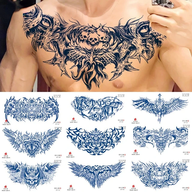 Animal Skull Chest Tattoo