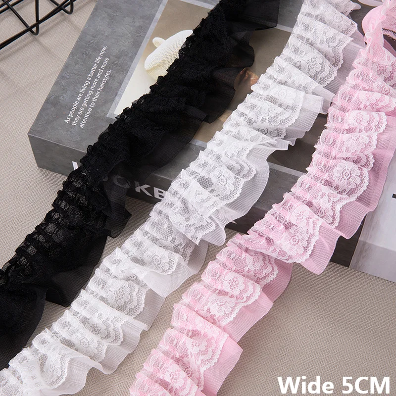 5CM Wide Double Layers 3d Pleated Chiffon Fabric Frilled Needlework ...