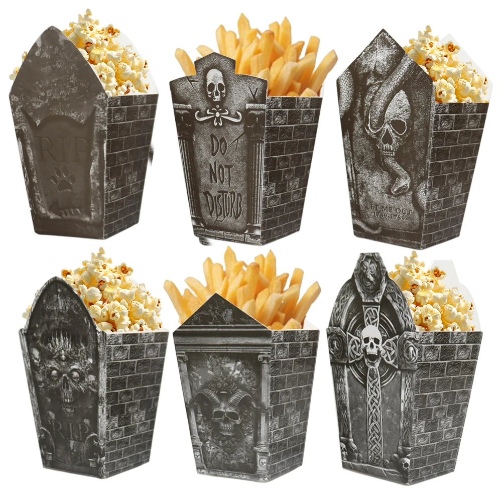 6/12pcs Halloween Decoration Horror Tombstone Popcorn Box Trick or ...