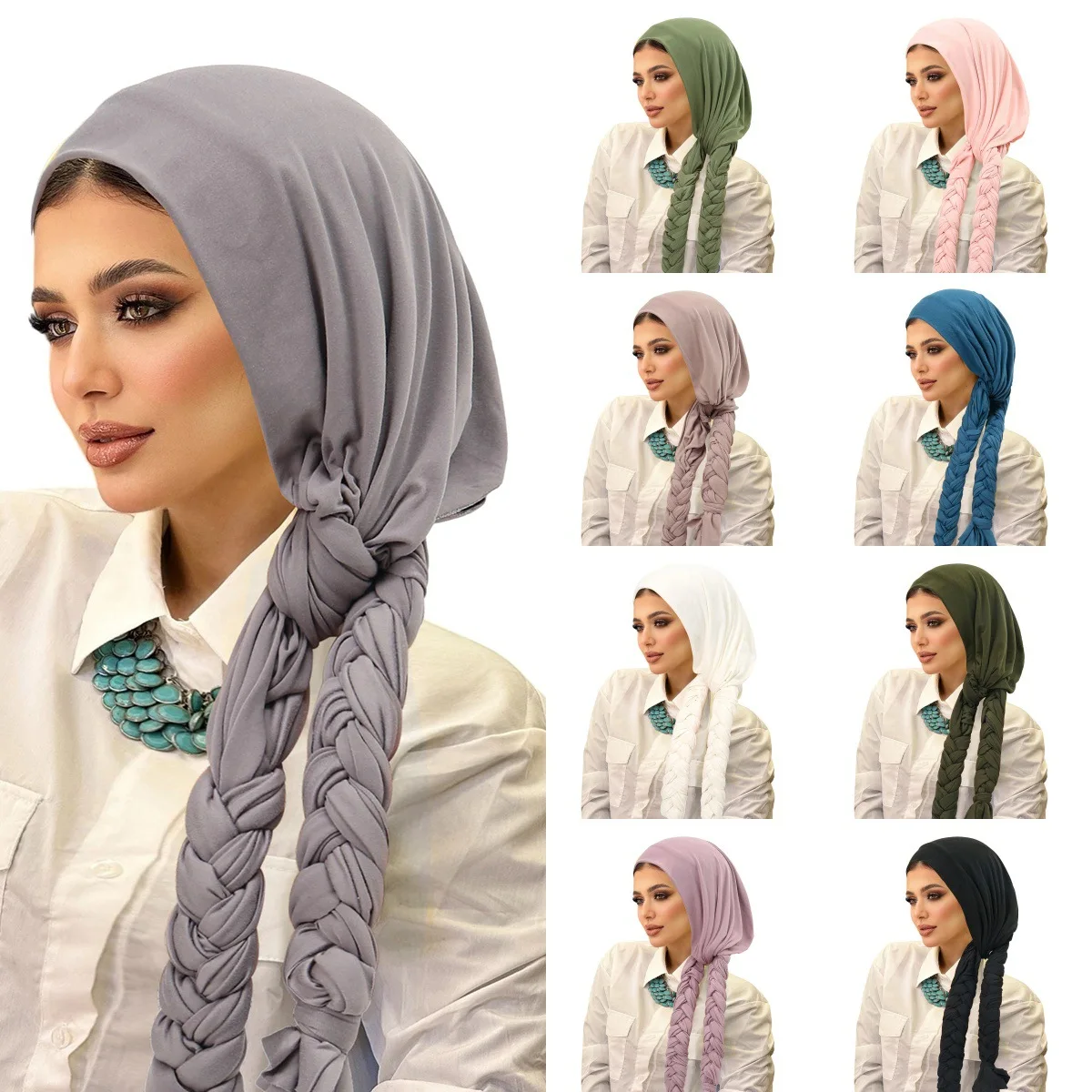 New Women Turban Hijab Caps Long Braid ead Wrap Cover Cancer Chemo ...