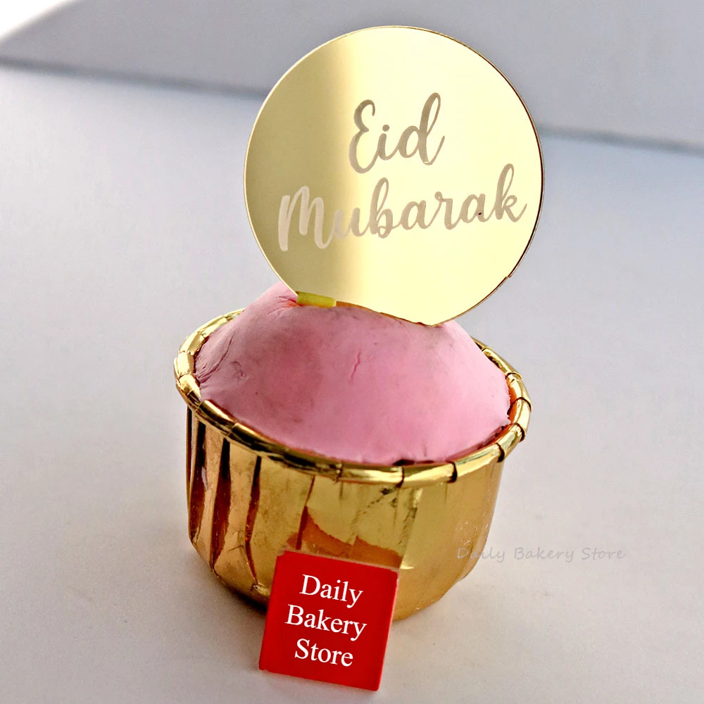 10pcs Eid Mubarak Cake Topper Ramadan Kareem Round Ramadan Kareem ...