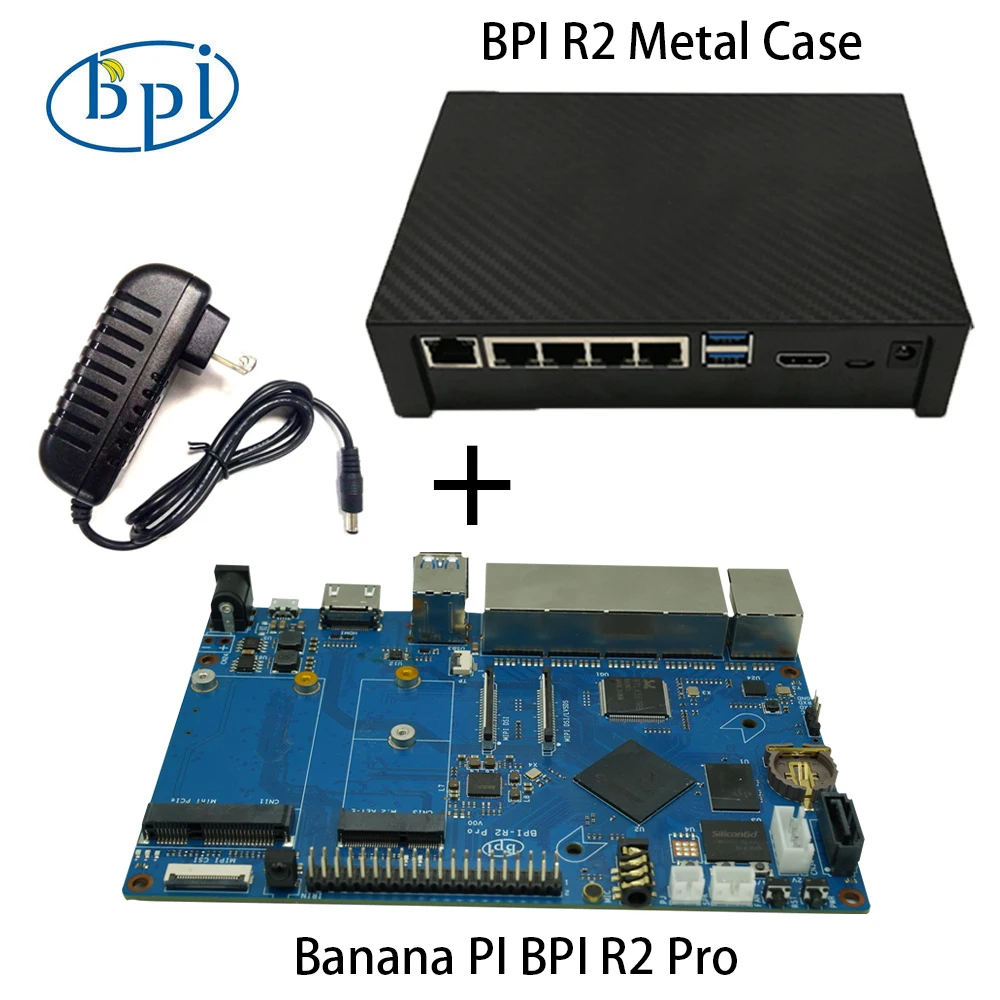 กล้วย PI BPI R2 Pro และกล่องโลหะแหล่งจ่ายไฟ Quad Core ARM Cortex A55 ...