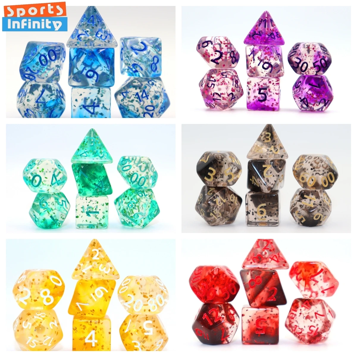 16mm-7Pcs-of-Acrylic-Transparent-Dice-set-Board-Game-Set-Dice-Double ...